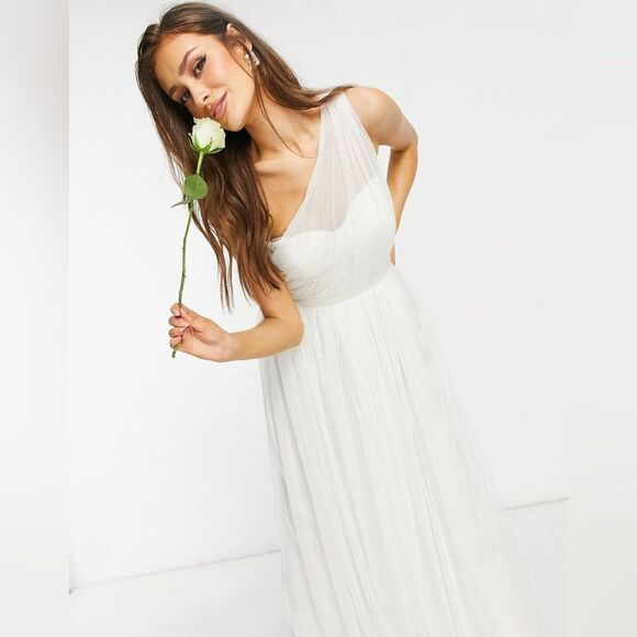 ASOS | Dresses | Asos Anaya Tulle Oneshoulder Maxi Dress Size8 | Poshmark